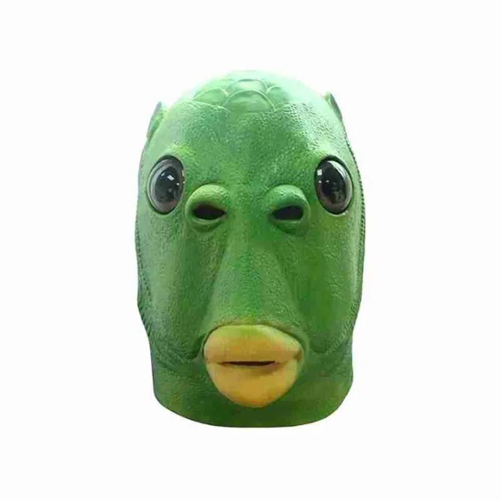 Strange Green Fish Mask Halloween Costume Silicone Carnival O3Q4 ...