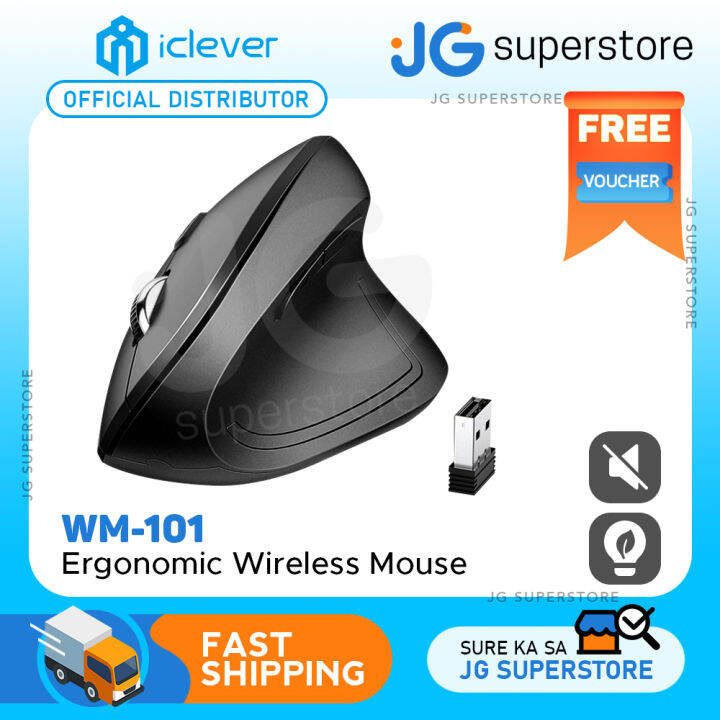 iClever WM-101 101 Ergonomic Vertical Wireless Mouse Black with 6 ...