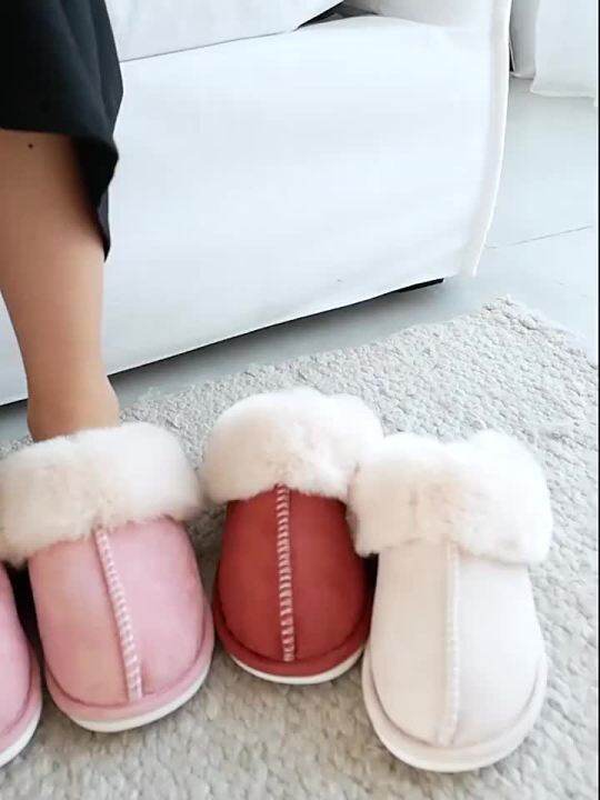 Xiu12022ฤดูหนาวที่อบอุ่นบ้านขนรองเท้าแตะผู้หญิงหรูหรา F AUX S Uede ...