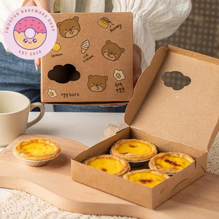 Egg Tart Box, Box for Bakery, Cheese / Fruit Tarts, Brownie, Kotak Tart ...