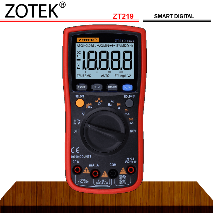 Zotek ZT219 19999 Counts True-RMS Avometer Multitester Multimeter Auto ...