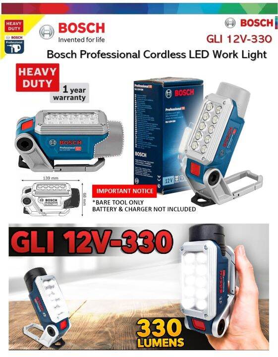 Bosch GLI 12V 330-Lm Cordless Magnetic LED Work Light (Solo) | Lazada