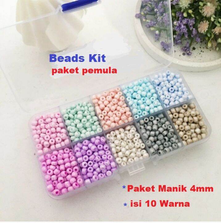PAKET BOX Mote Pasir Size 4mm/6o Paket 1box isi 10 Warna / Starter Kit ...