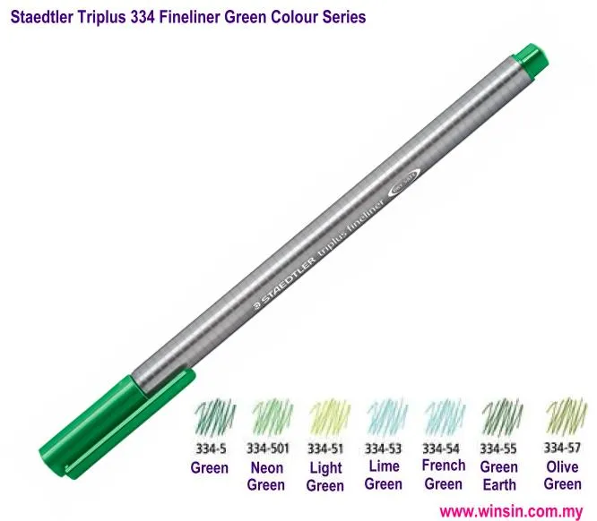 STAEDTLER TRIPLUS 334 FINELINER * 334-5 * . (Green Colour). Series ...