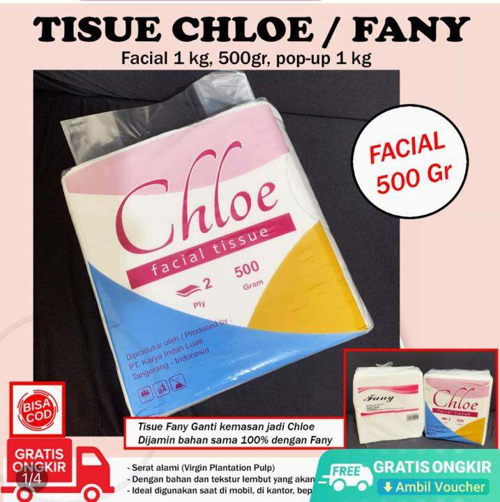 TISU/TISSUE MURAH CHLOE 500gr 1/2 kilogram BAHAN LEMBUT UNTUK WAJAH ...