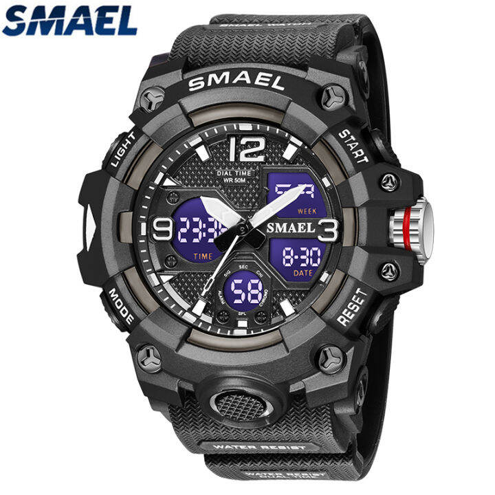 SMAEL Men Watch 8008 Top Luxury Brand Dual Movement Display Watch Men's ...