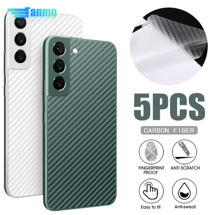 5 Pieces Clear Carbon Fiber Sticker Back Protective Film For Samsung ...