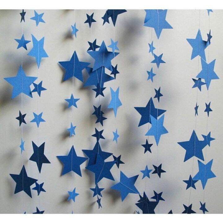 PESTA KITA GARLAND BINTANG NUANSA BIRU 2D / BACKDROP DEKORASI BINTANG ...
