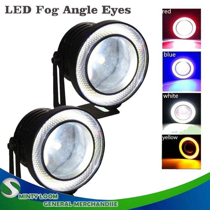 2Pcslot Car Fog lights Universal Waterproof 1200Lm Angel Eyes COB LED DRL Driving Lights 12V ...