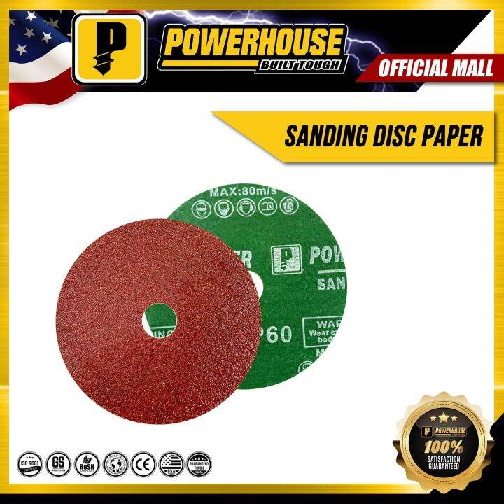 POWERHOUSE Sanding Disc Paper 4" Grit # 24 | 36 | 50 | 60 | 80 | 100 ...