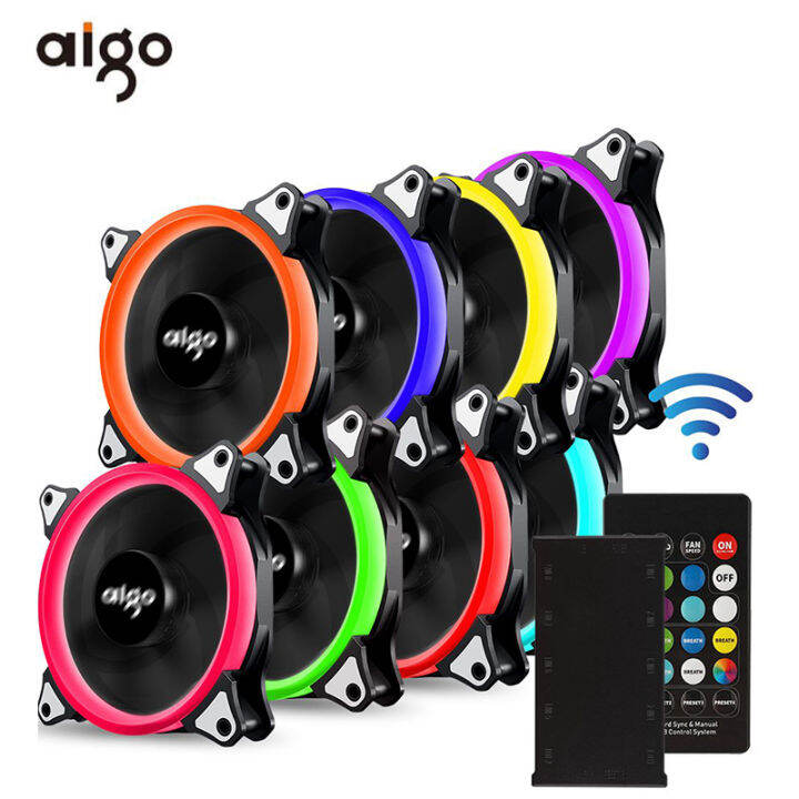 【COD】Aigo PC Case RGB Fan 12cm 12V AURA SYNC with Remote Controller PC ...