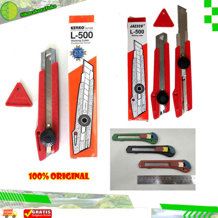 (SKR) Handy Cutter Kenko L-500 Pemotong Silet Kater Cuter Besar 15 cm L ...