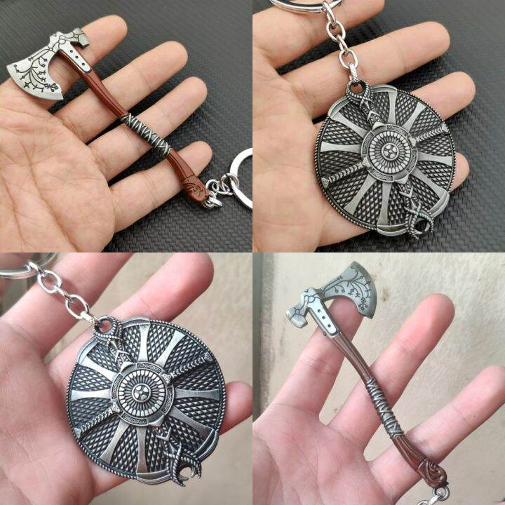 Móc khóa mô hình Kim loại trong game God Of War rìu và khiên của ...