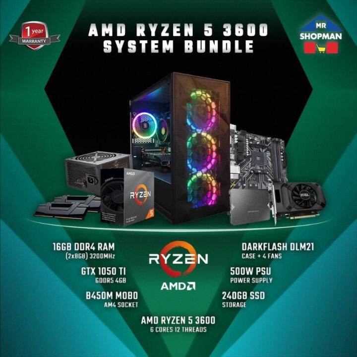 【COD】 AMD Ryzen 5 3500 / 3600 4500 5500 w/ GTX 1660 Super RX 6400 6500xt PC Build Set | Lazada PH