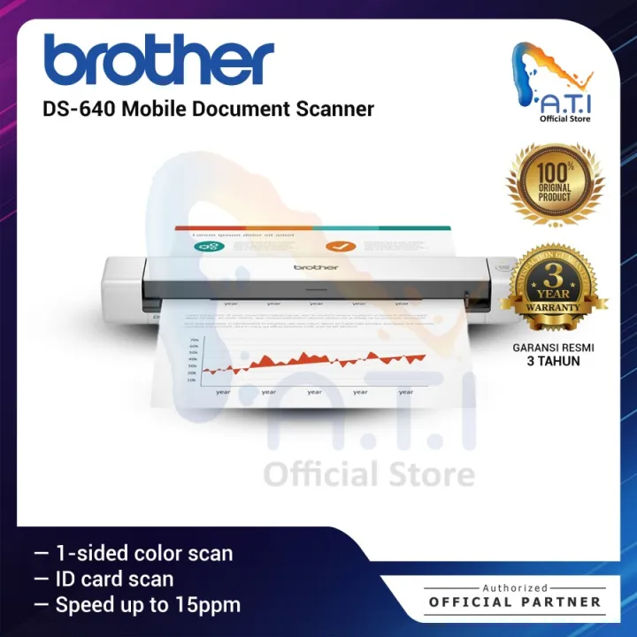 BROTHER Scanner DS640 Portabel Compact Mobile Scanner Brother DS 640 ...
