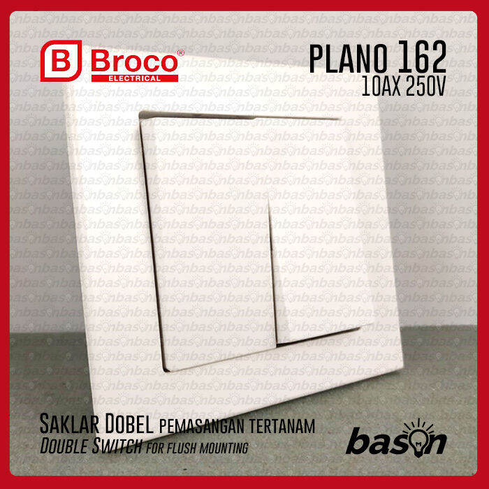 BROCO PLANO Series - E162 Saklar Seri - Double Switch 2 Gang 1 Way ...