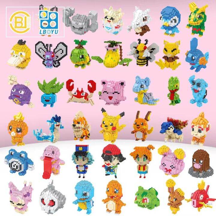 40ประเภท Pokemon Building Blocks Pokemon บล็อกการ์ตูนสัตว์รุ่น Pikachu ...