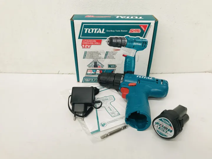 Total สว่านแบตเตอรี่ 3/8 นิ้ว (10 มม.) 12 โวลท์ ปรับตั้งแรงบิดได้ (ค่าท ...