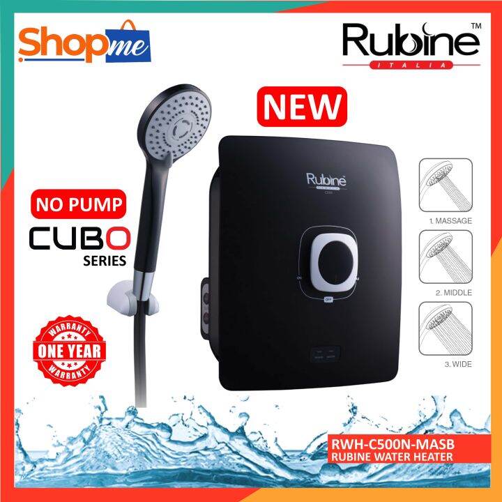 [NEW!] Rubine RWH-C500N-MASB Non Pump Water Heater (CUBO Series) | Lazada
