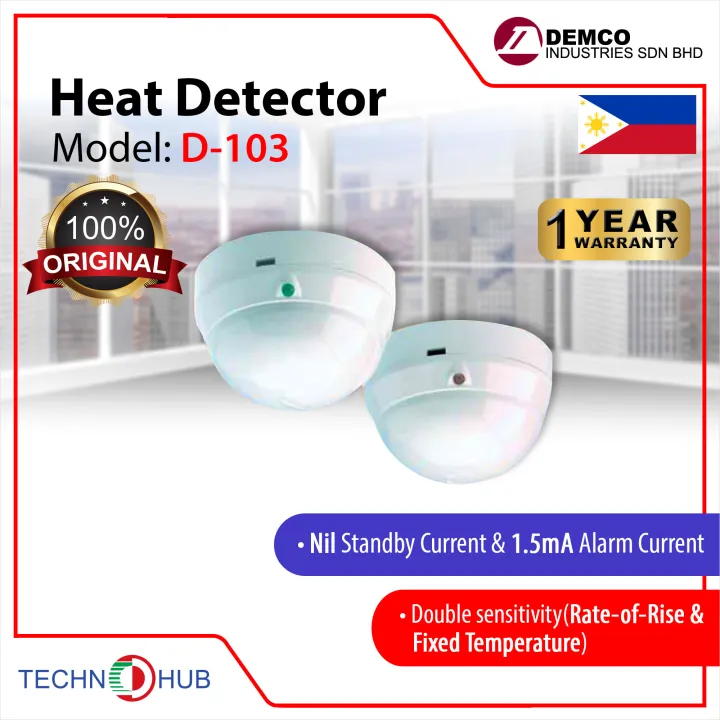Fire Alarm Heat Detector with LED Indication - Demco D-103 / Double ...