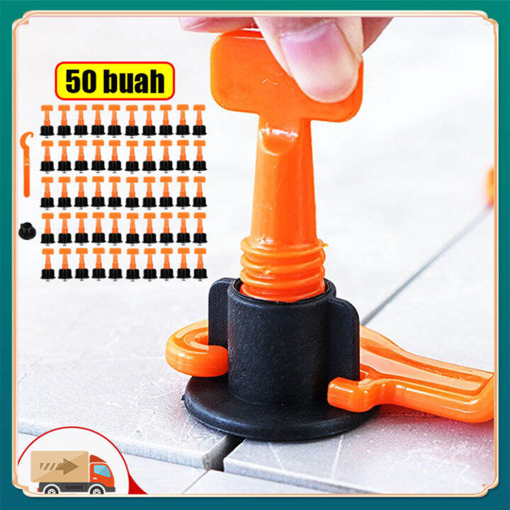 NEW~ Reusable Tile Leveling Locator Lantai Keramik 50pcs Alat Perata ...