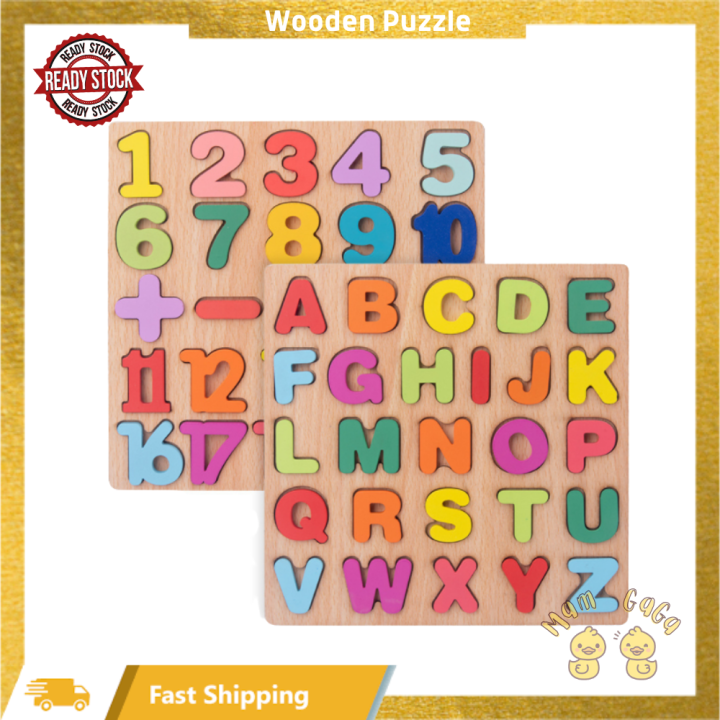 [FASTSHIP] ABC / 123 Puzzle Kids Early Learning Educational Wooden ...