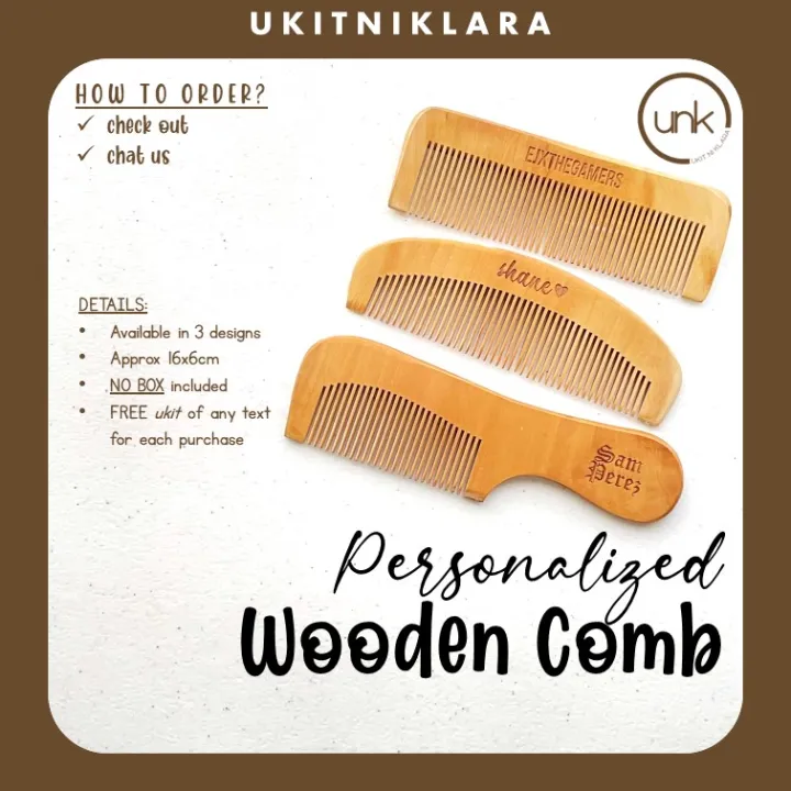 UNK - Wooden Comb - Personalized | Ukit ni Klara | Laser Engrave ...