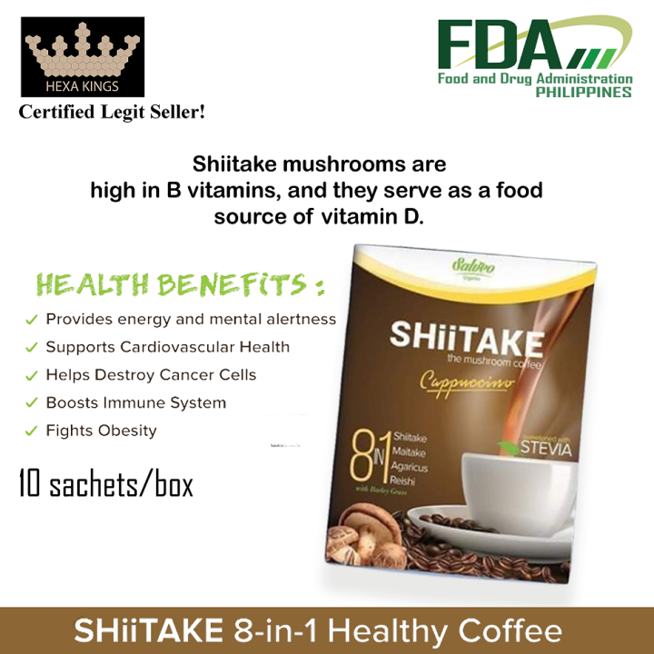 Shiitake 8-in-1 Mushroom Coffee, 10sachets x 21grams [Salveo] | Lazada PH