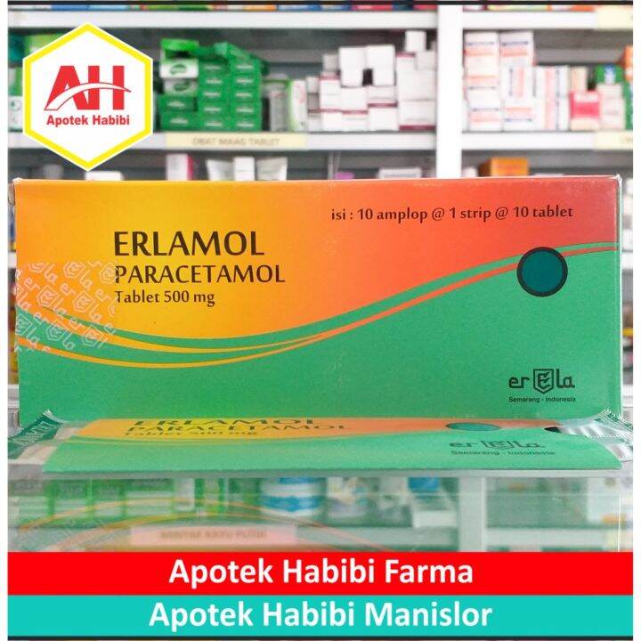 Erlamol 1 strip isi 10 tablet Obat Panas demam Sakit kepala Obat ...