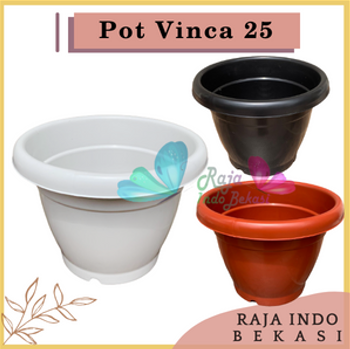 Pot Bunga Vinca 25 Polos Hitam Putih Merah Bata Merah Coklat Terracota ...