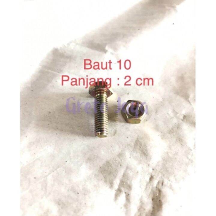 ( Baut 10 Panjang 2 cm ) Baut Kuning Mur Plat Mobil Motor Nomer Nomor ...