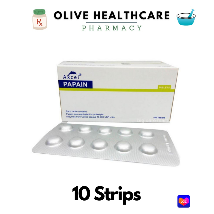Axcel Papain 10,000 USP Units (100 Tablets) Anti Swelling | Lazada
