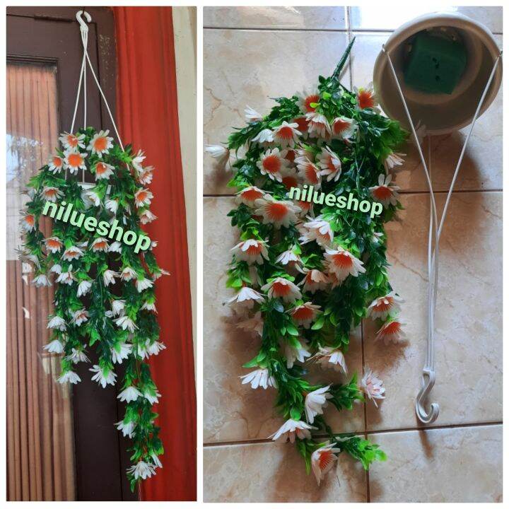 Hiasan Decorasi Home/ Artificial Bunga Rambat Desi Dengan vas Gantung ...
