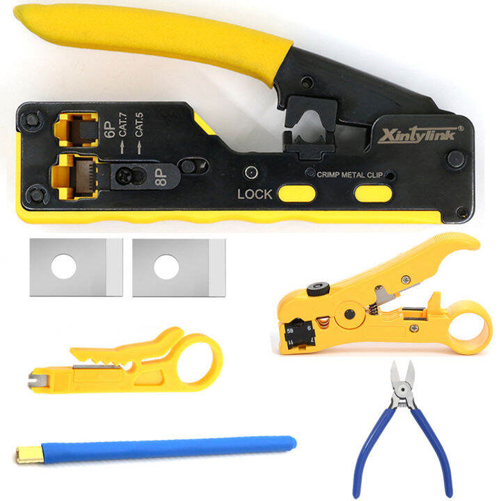 rj45 pliers crimper rg45 cat5 cat6 cat7 CAT8 pass through network ...