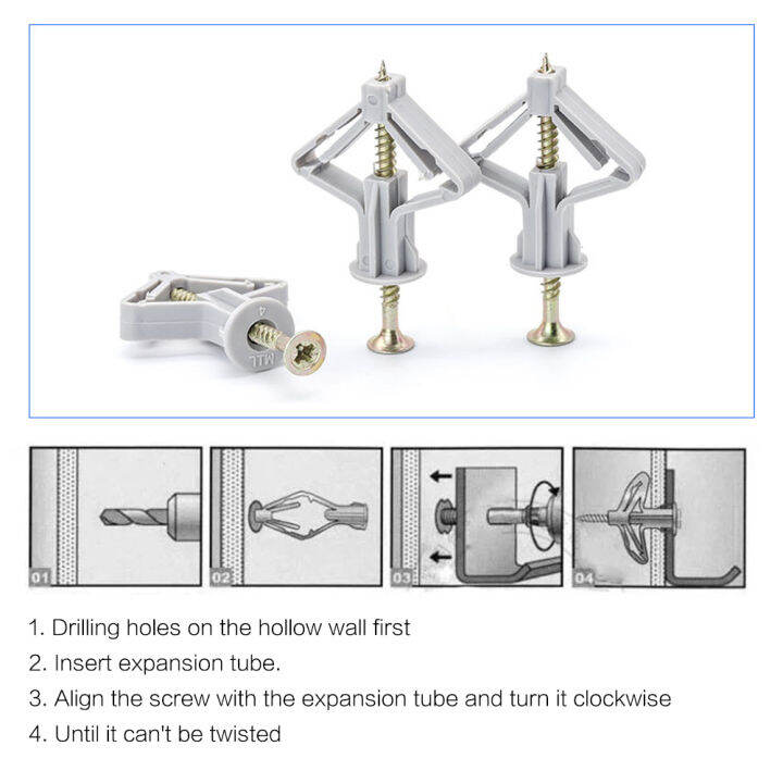 50/100pcs Butterfly Shape Anchor Expansion Drywall Kit Nylon Wall Plugs ...