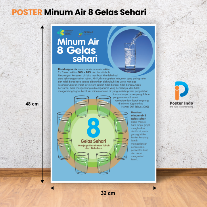 Poster Minum Air 8 Gelas Sehari | Lazada Indonesia
