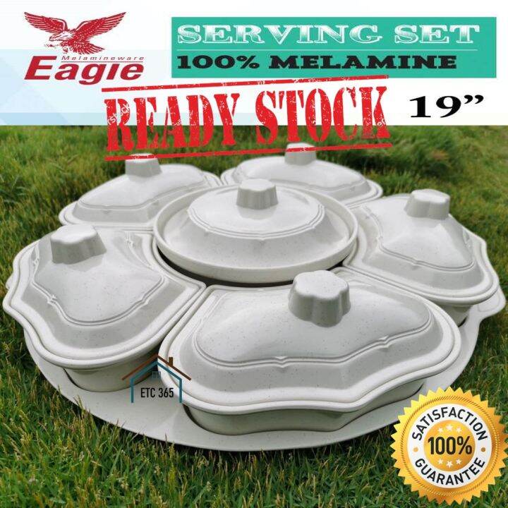 19" Party Serving Set 100% Pure Melamine Marble Stone Colour Set ...