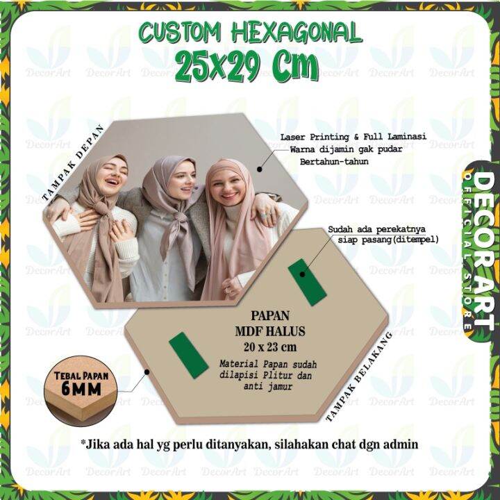Custom Foto Bingkai Hexagonal Ukuran 25x29 Cm | Lazada Indonesia