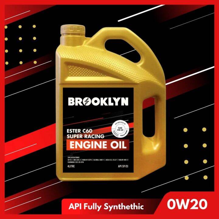 Brooklyn 0w20 4L Fully Synthetic Engine Oil Lubricant API Minyak Hitam ...