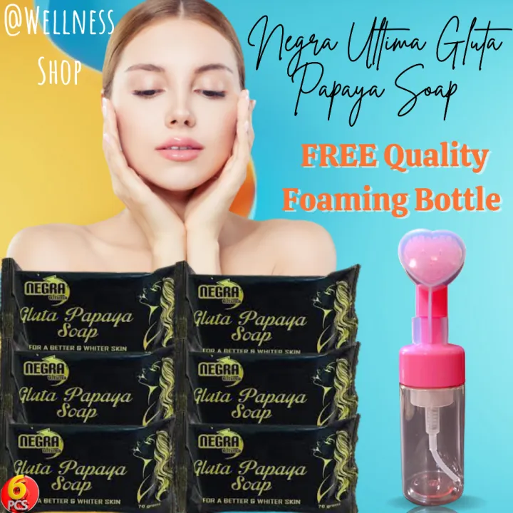 Negra Ultima Gluta Papaya Soap 6pcs / FREE Quality Foaming Bottle (100% ...