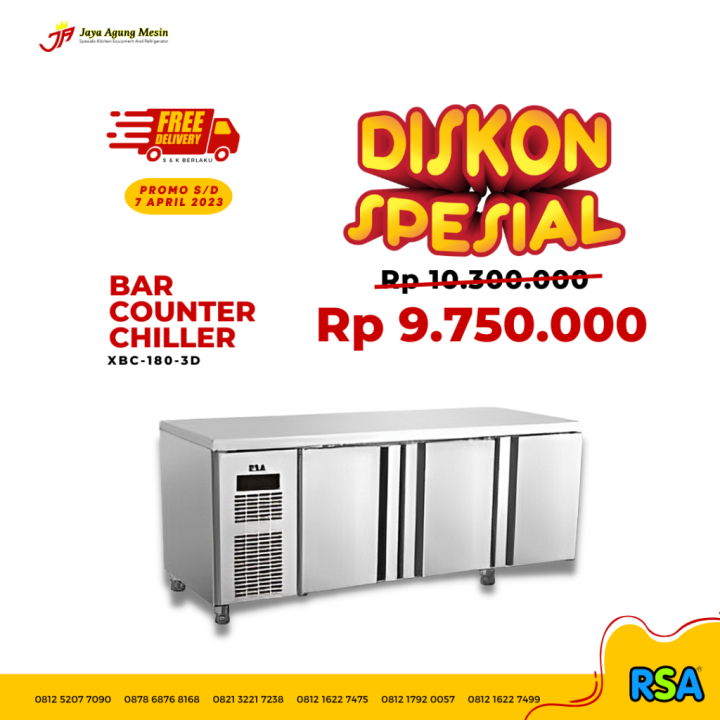 RSA Bar Counter Chiller 3 Doors XBC-180-3D / XBC 180 3D | Lazada Indonesia