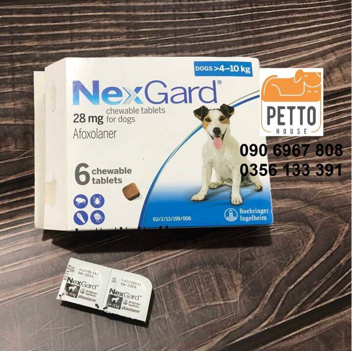 Nexgard 28mg chewable tablets for dogs 4-10kg một viên nhai trị ve, rận, bọ chét, ghẻ, viêm da ...