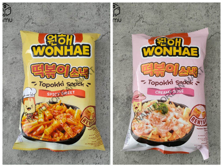 Wonhae Spicy Sweet Topokki Snack 80gr / Wonhae Creamy Rose Topokki ...