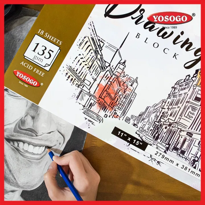 YOSOGO DRAWING BLOCK B4 (15" X 11" ) DRAWING PAPER 135 GSM FOR ...