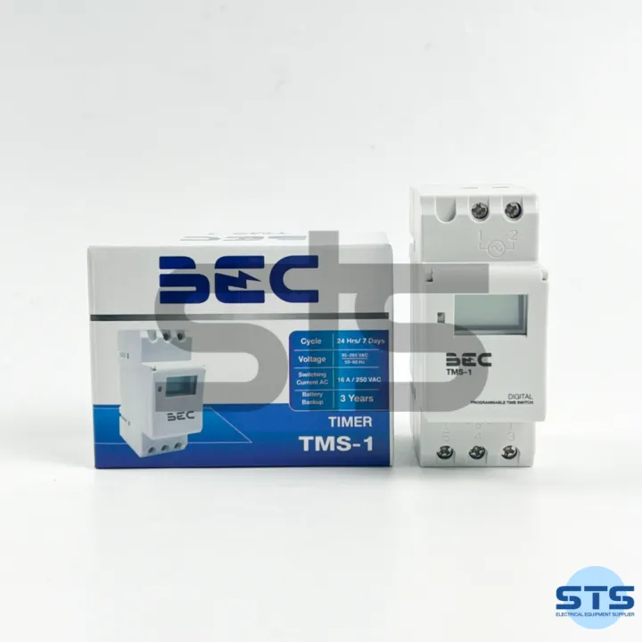ไทม์เมอร์ BEC Digital timer นาฬิกาตั้งเวลาดิจิตอล มีแบตเตอร์รี่สำรองไฟ (Timer Switch) รุ่น TMS-1 ...
