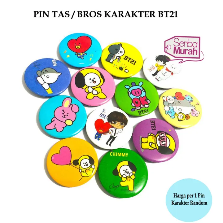 PIN KARAKTER BT21 / PIN TAS / BROS HIJAB DAN BAJU KARAKTER BTS | Lazada ...
