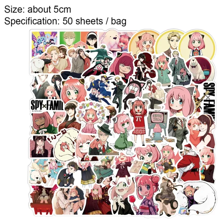 50ชิ้น/เซ็ต Spy Family Series สติ๊กเกอร์สติ๊กเกอร์สติ๊กเกอร์กันน้ำ ...