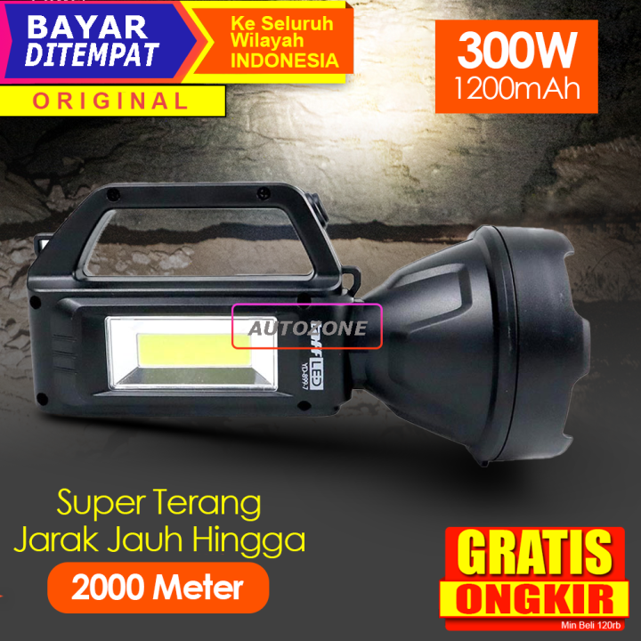 TaffLED Senter Portable Flashlight Rechargeable LED+COB 1200mAh 300W ...