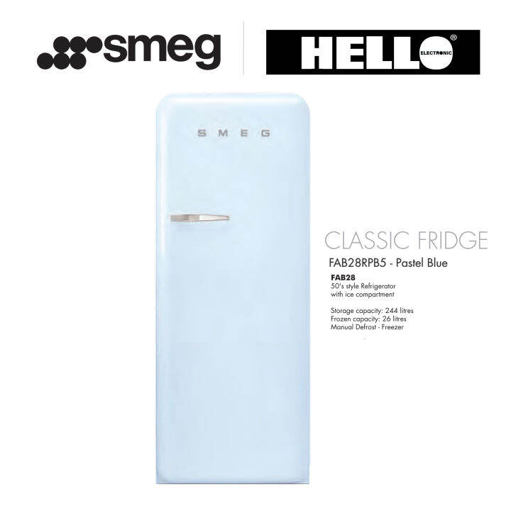 Smeg Classic Fridge freestanding Refrigerator FAB28RPB5- Pastel Blue ...