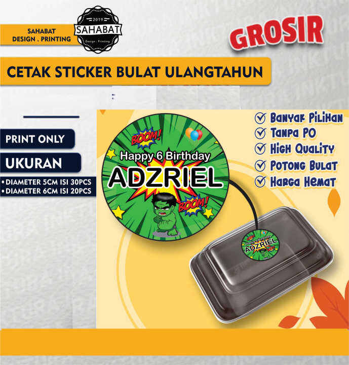 Sticker Bulat Ulang Tahun / Sticker Happy Birthday / Sticker Label ...
